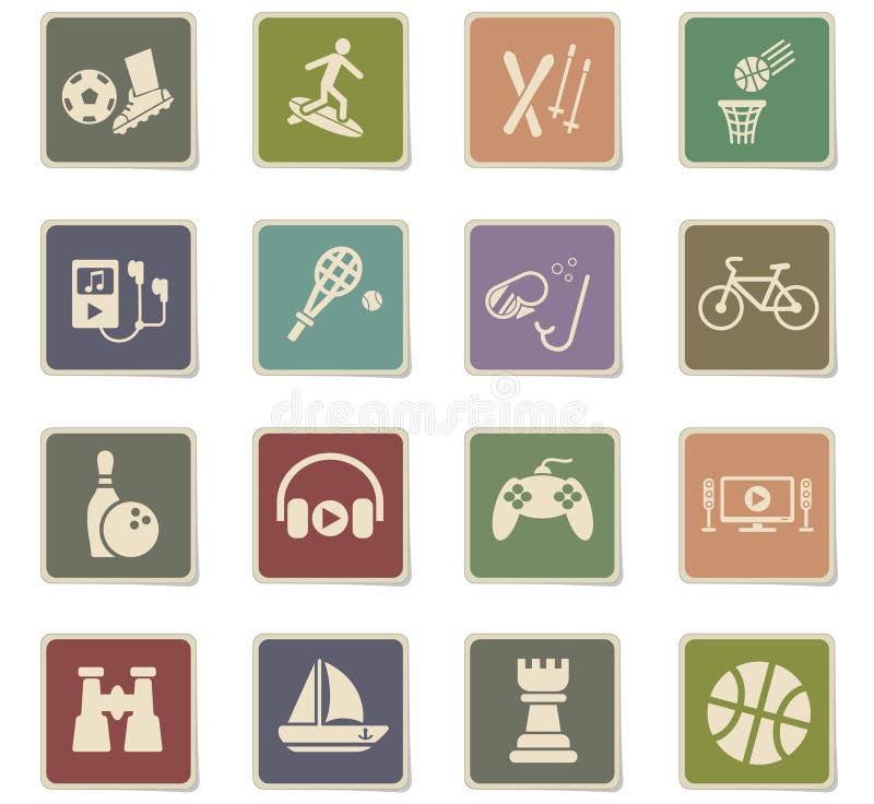 Sistema del icono del ocio ilustración del vector. Ilustración de hielo ...