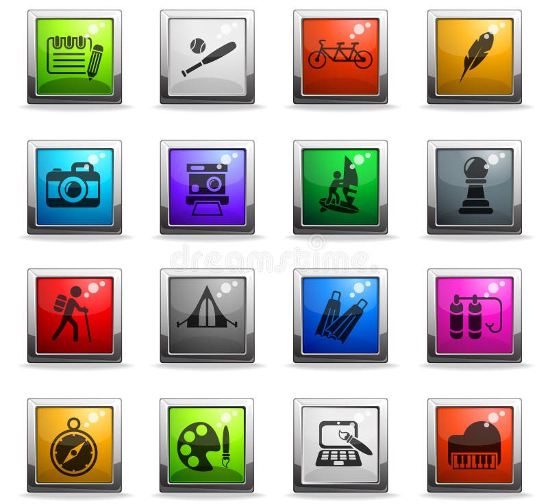 Sistema del icono del ocio ilustración del vector. Ilustración de bola ...