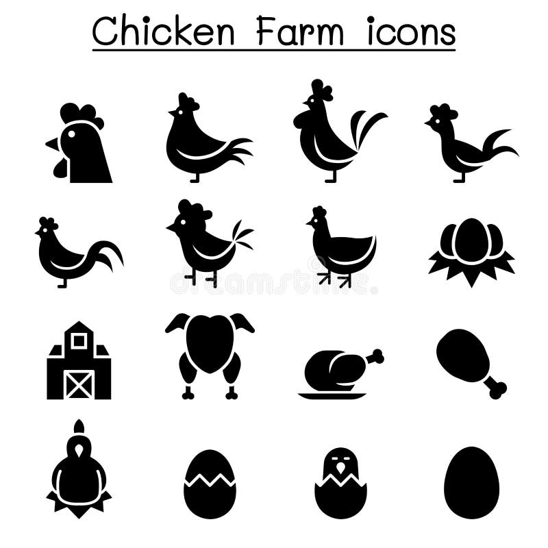 Sistema Del Icono Del Pollo Ilustración del Vector - Ilustración de ...