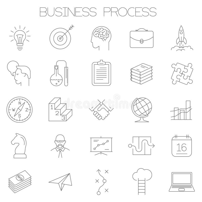 Símbolos Del Vector Del Proceso Y De Conducir De Negocio Ilustración ...