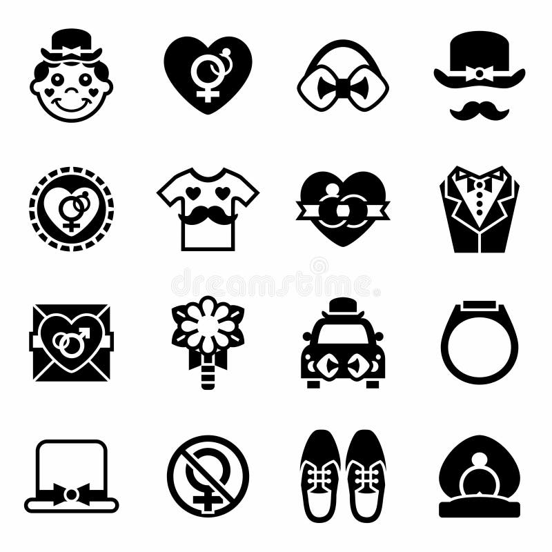 Sistema Del Icono Del Prometido Del Vector Ilustración del Vector ...