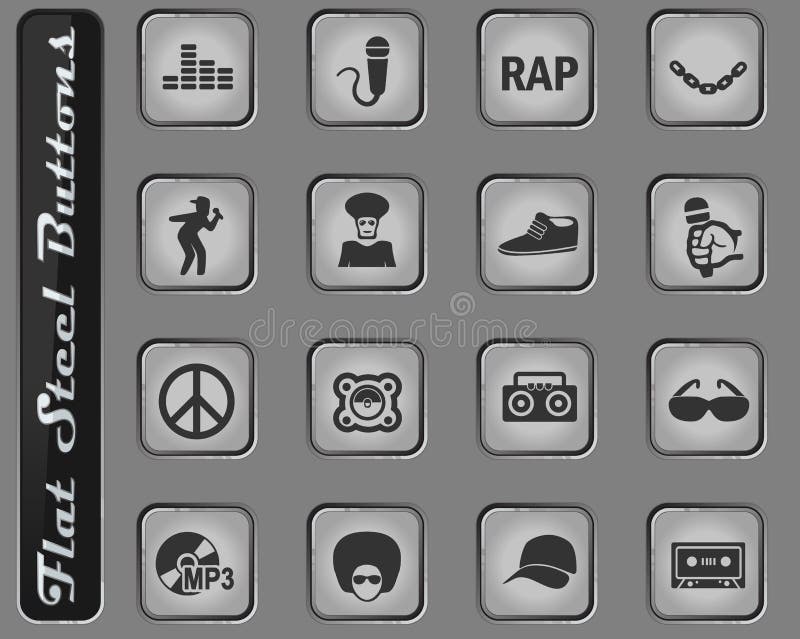 Sistema del icono del rap ilustración del vector. Ilustración de plano ...