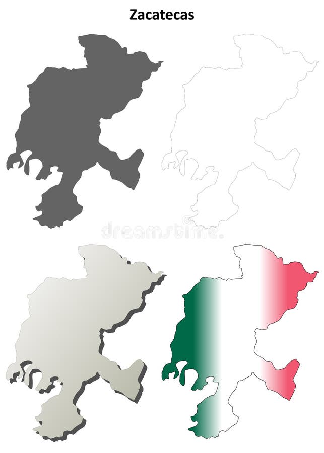 Mapa Esquemático De Zacatecas Estado De México Ilustración del Vector ...