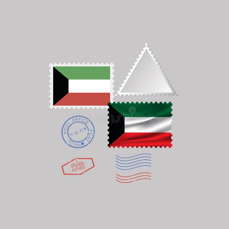 Sistema Del Sello De La Bandera De KUWAIT, Aislado En Fondo Gris ... Sistema Del Sello De La Bandera De KUWAIT, Aislado En Fondo Gris ...