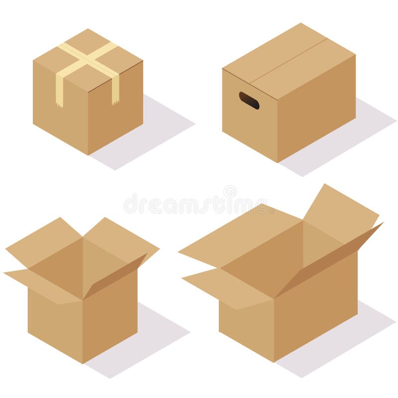 Sistema Del Vector De Cajas Isométricas Ilustración del Vector ...