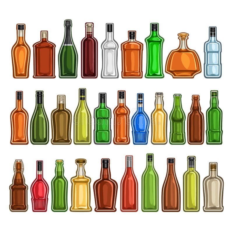 Sistema Del Vector De Diversas Botellas Ilustración del Vector ...