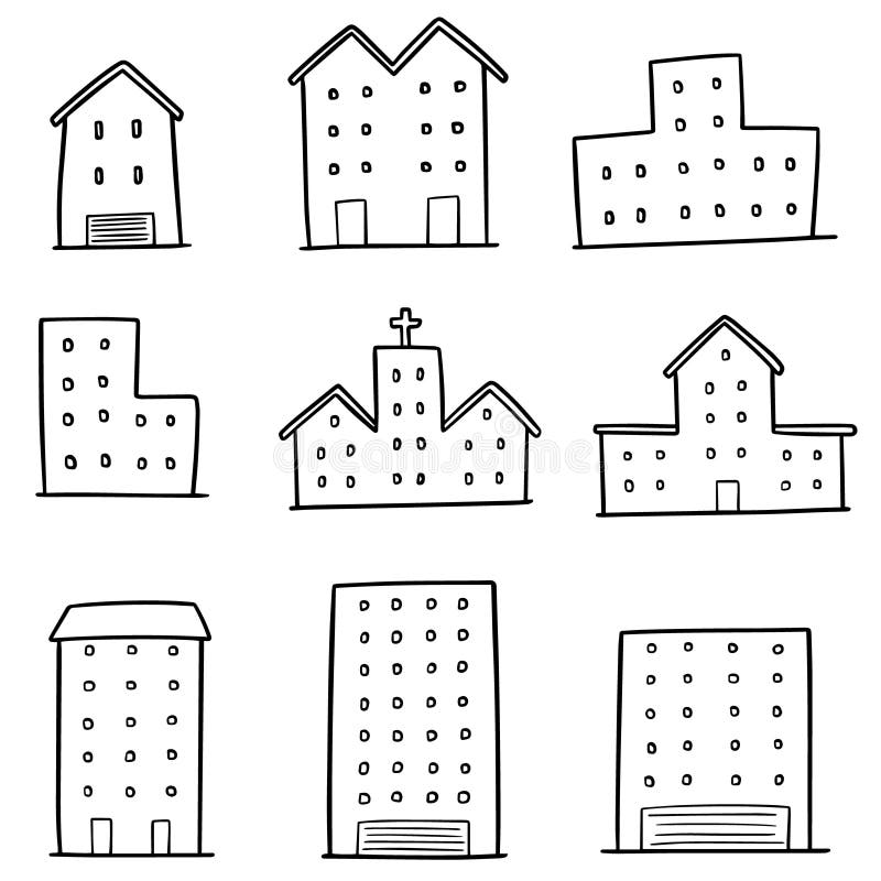 Sistema Del Vector De Edificio Ilustración del Vector - Ilustración de ...