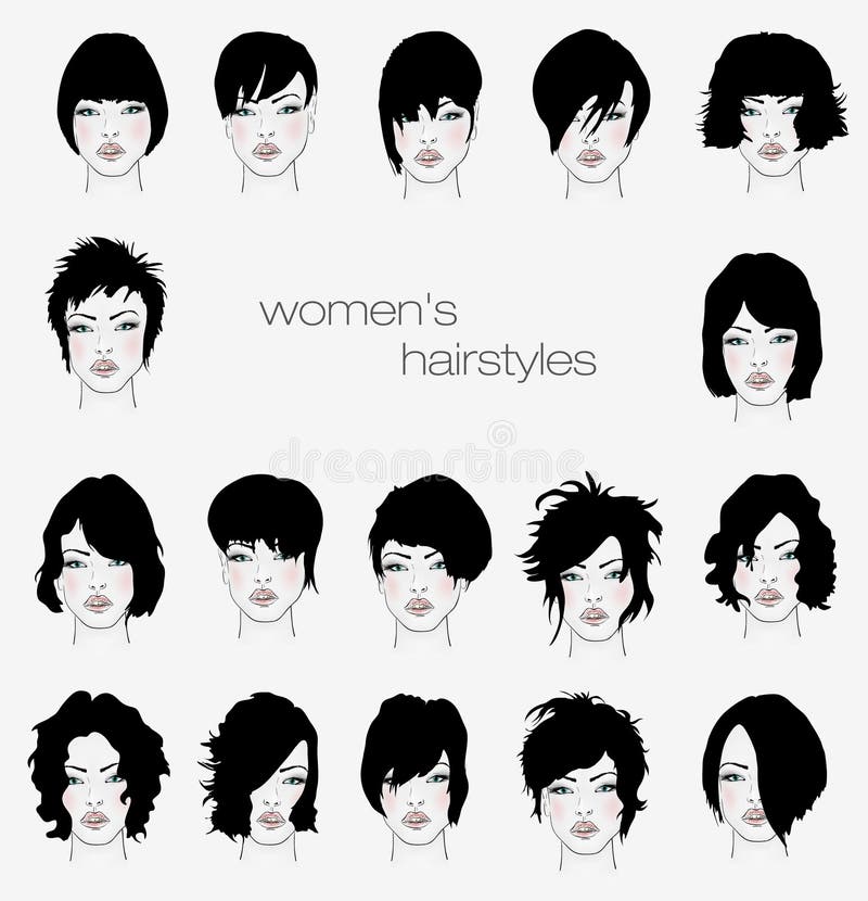 Sistema Del Vector De Estilos De Pelo Femeninos Ilustración del Vector ... Sistema Del Vector De Estilos De Pelo Femeninos Ilustración del Vector ...