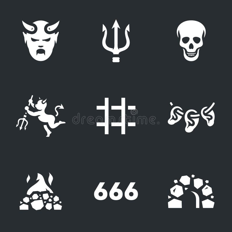 Sistema Del Vector De Iconos Del Infierno Ilustración del Vector ...
