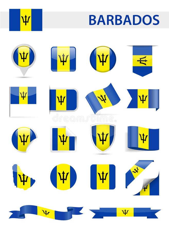 Sistema Del Vector De La Bandera De Barbados Stock de ilustración ... Sistema Del Vector De La Bandera De Barbados Stock de ilustración ...