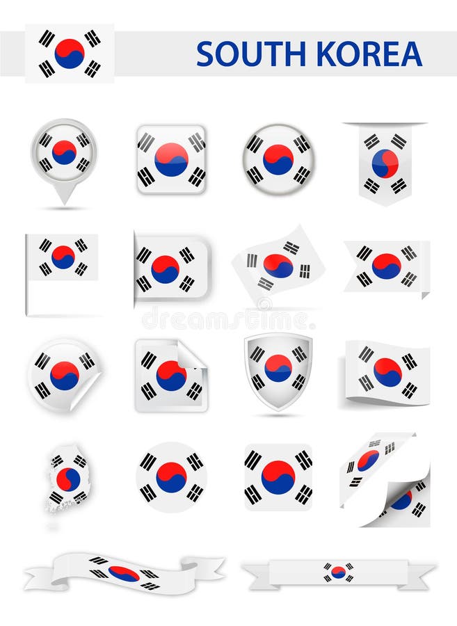 Sistema Del Vector De La Bandera De La Corea Del Sur Stock de ...