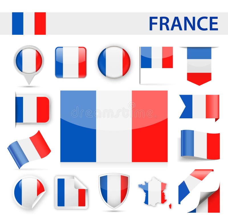 Sistema Del Vector De La Bandera De Francia Stock de ilustración ...