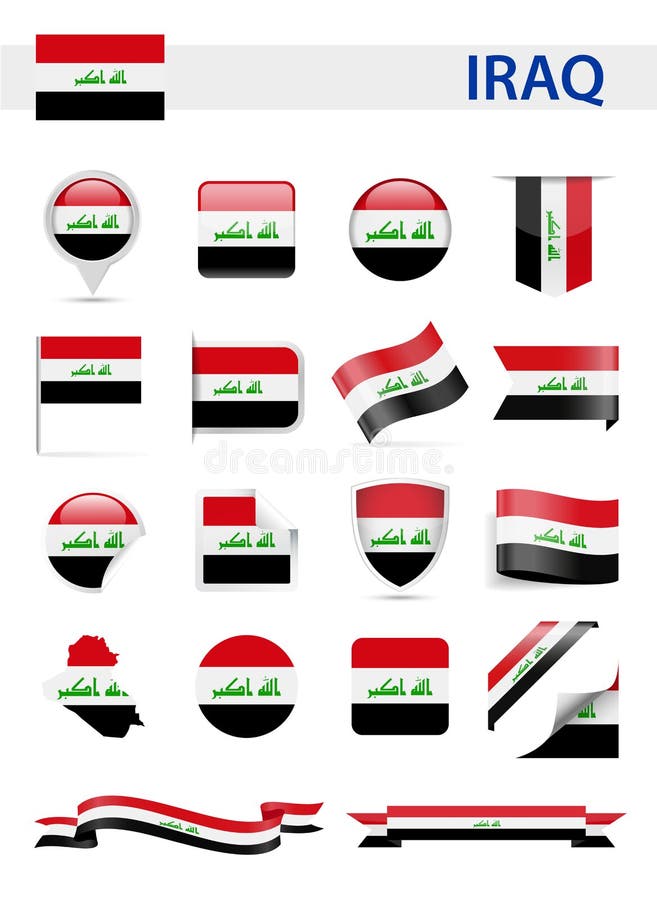 Sistema Del Vector De La Bandera De Iraq Stock de ilustración ...