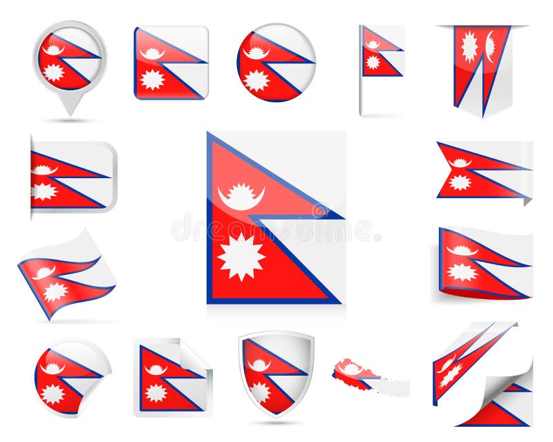 Sistema Del Vector De La Bandera De Nepal Stock de ilustración ...