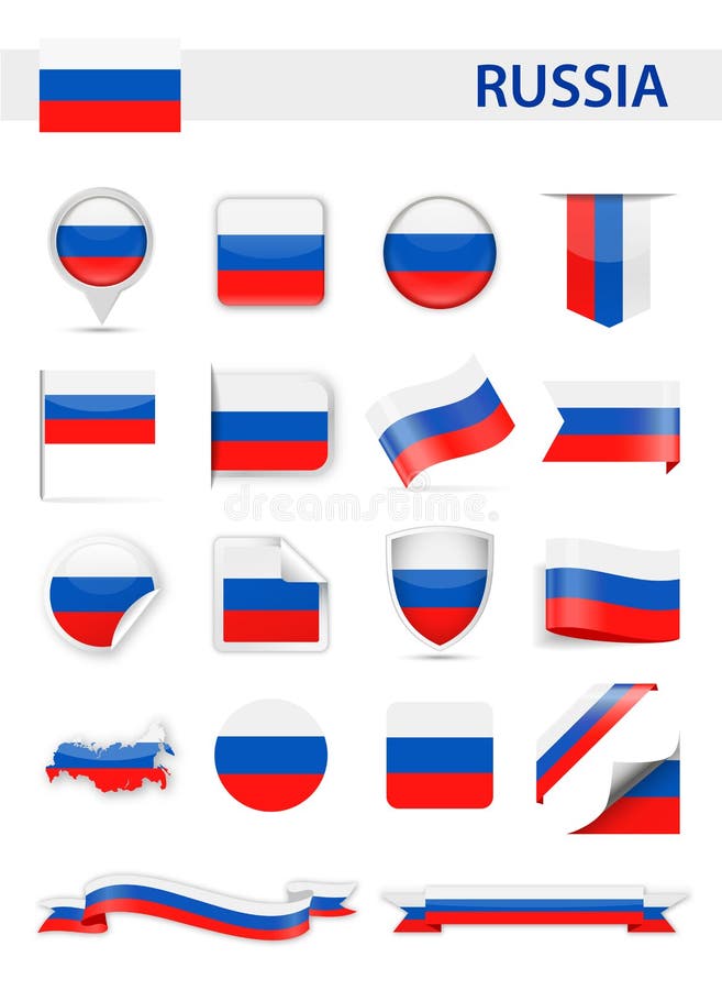 Sistema Del Vector De La Bandera De Rusia Stock de ilustración ...