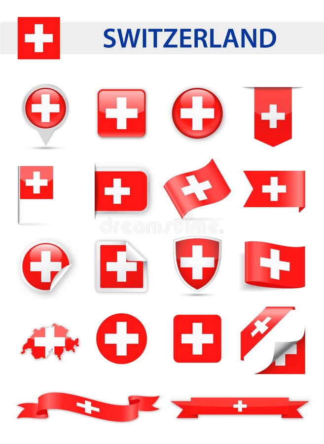 Icono Plano Redondo Del Vector De La Bandera De Suiza Stock de ...