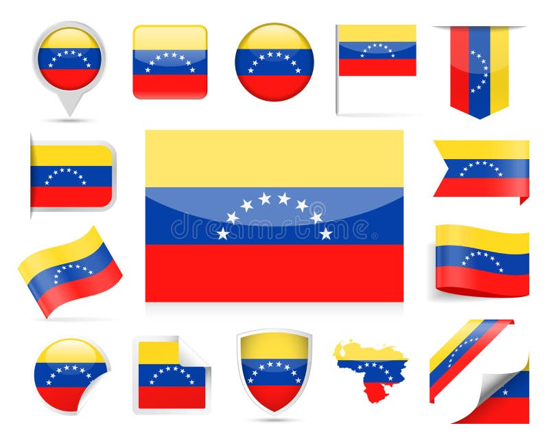 Sistema Del Vector De La Bandera De Venezuela Stock de ilustración ...