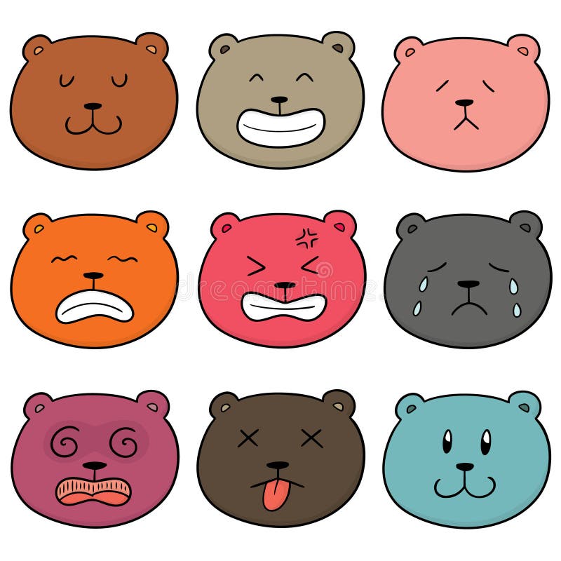 Sistema Del Vector De La Cara Del Oso Ilustración del Vector ...