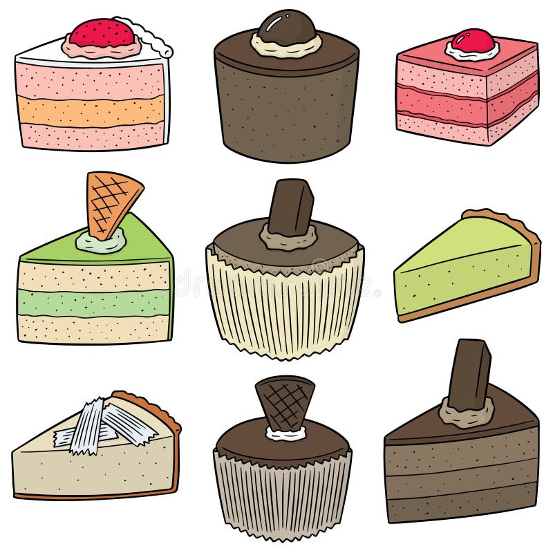 Sistema Del Vector De La Torta Ilustración del Vector - Ilustración de ...