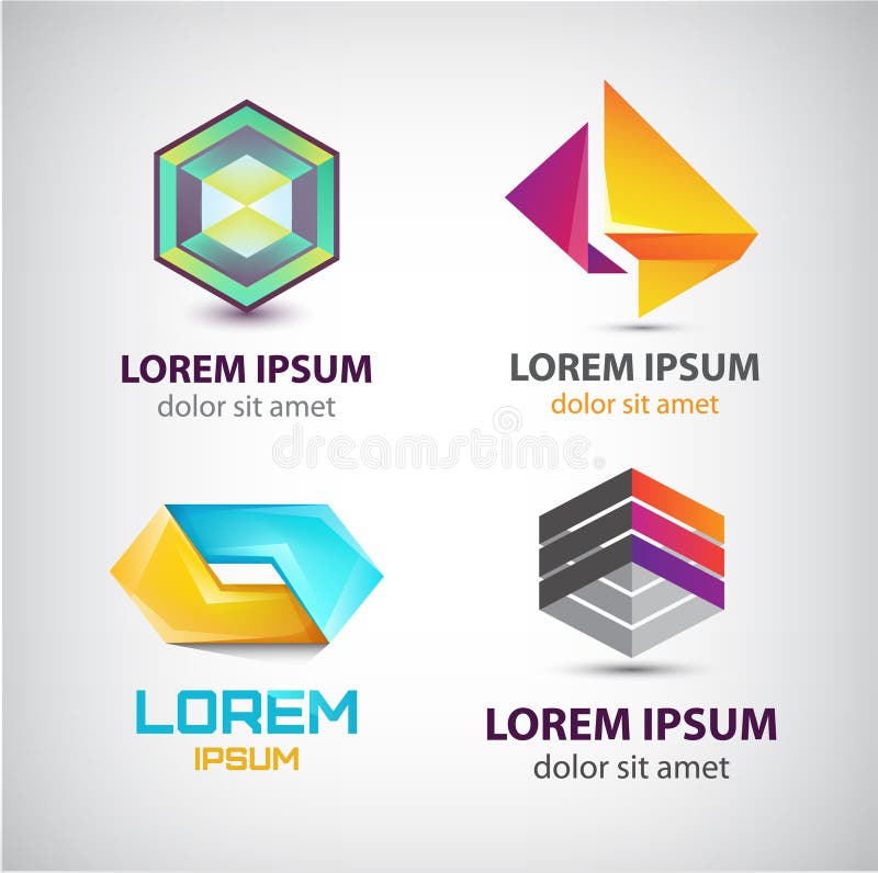 Sistema Del Vector De Las Formas Abstractas, Logotipos, Iconos Aislados ...