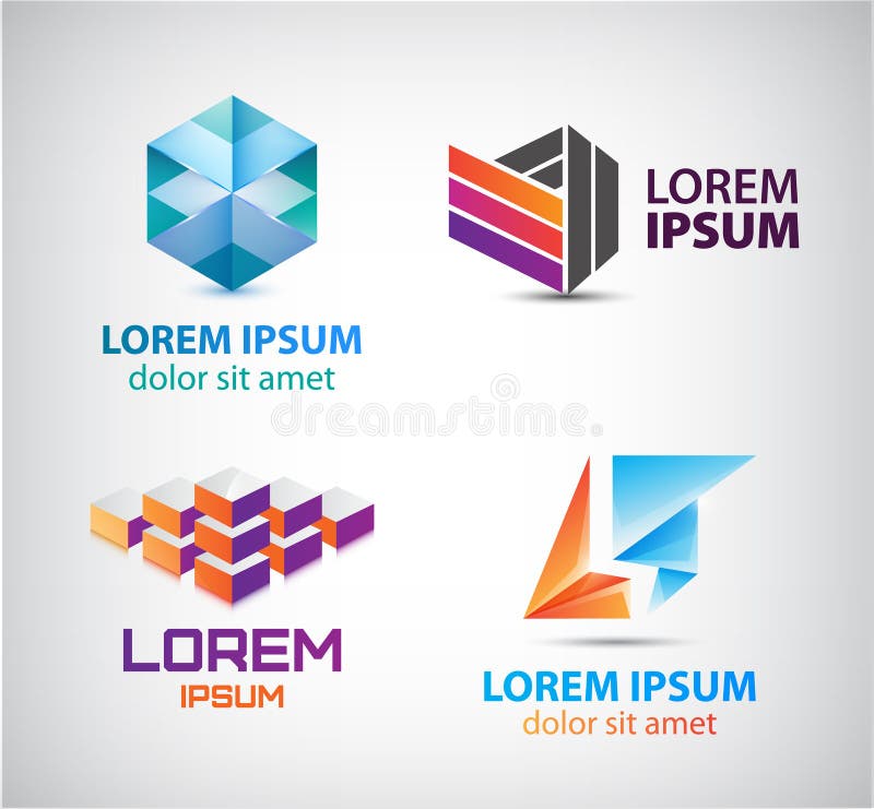 Sistema Del Vector De Las Formas Abstractas, Logotipos, Iconos Aislados ...