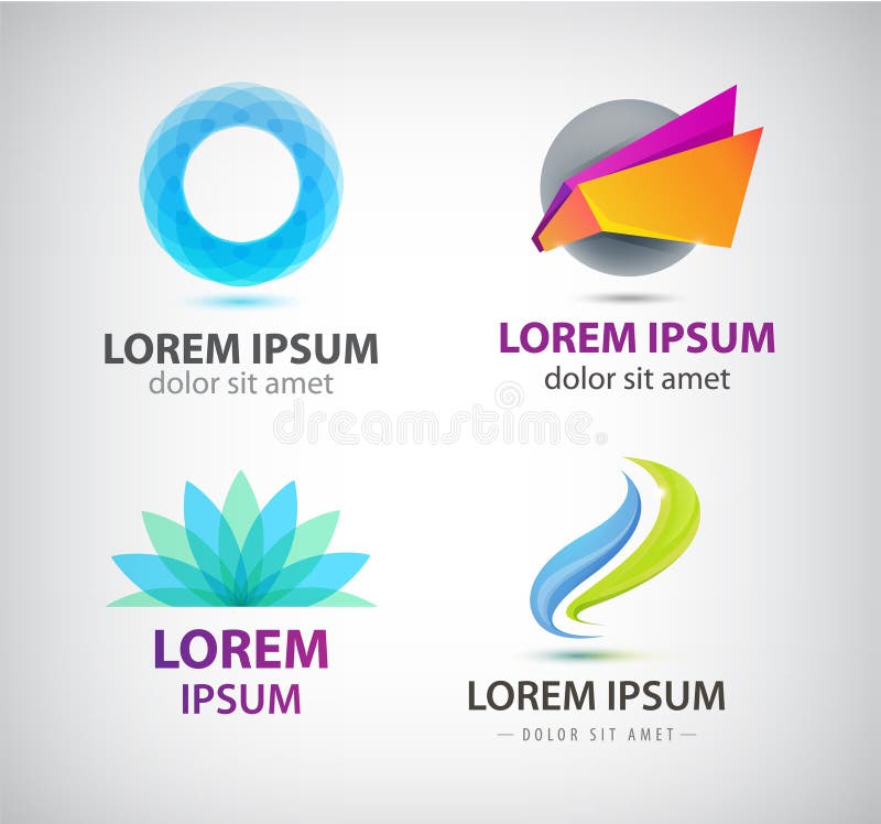 Sistema Del Vector De Las Formas Abstractas, Logotipos, Iconos Aislados ...