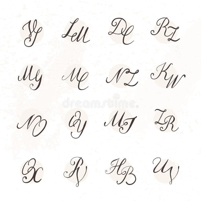 Sistema Del Vector De Letras Manuscritas Ilustración del Vector ...