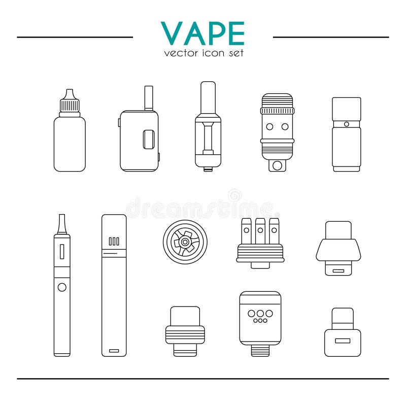 Sistema Del Vector De Los Iconos De Vape Ilustración del Vector ...