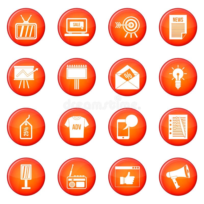 Sistema Del Vector De Los Iconos Del Anuncio Ilustración del Vector ...