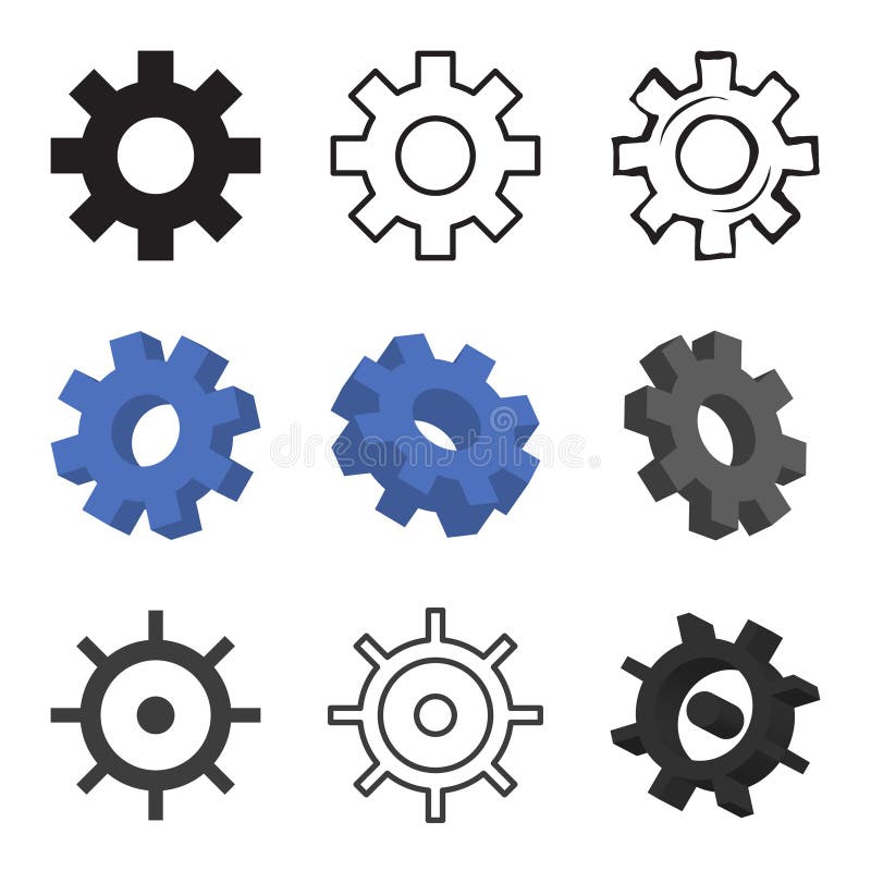 Sistema Del Vector De Nueve Engranajes Ilustración del Vector ...