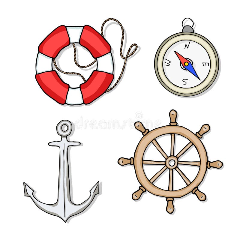 Sistema Del Vector De Objetos Del Mar Ilustración del Vector ...