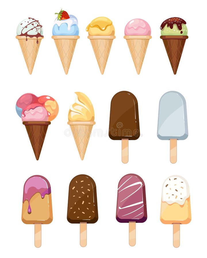 Conjunto Del Helado Vector Ilustraciones Stock, Vectores, Y Clipart ...
