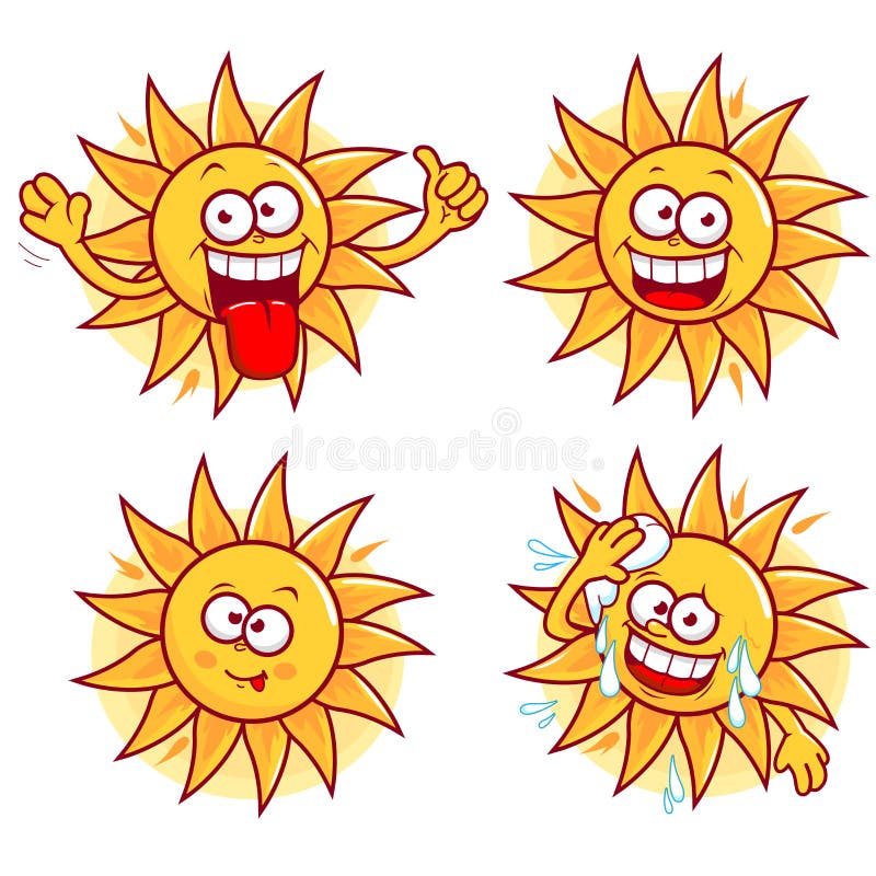 Sistema Del Vector Del Sol De La Historieta Ilustración del Vector ...