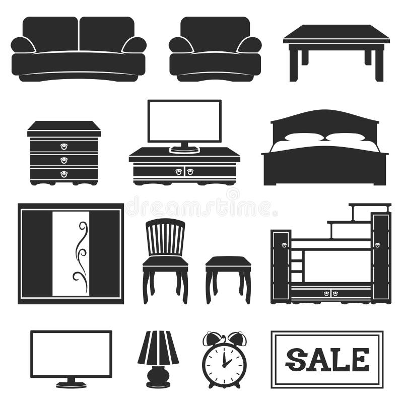 Sistema Del Vector Iconos De Los Muebles Ilustración del Vector ...