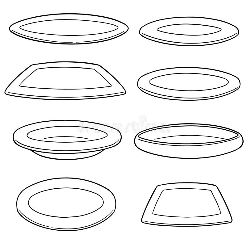 Sistema Del Vector Del Plato Ilustración del Vector - Ilustración de ...