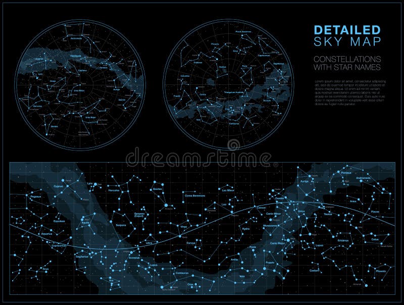 Sistema Detallado Del Vector De Los Mapas De Cielo Ilustración del Vector - Ilustración de ...