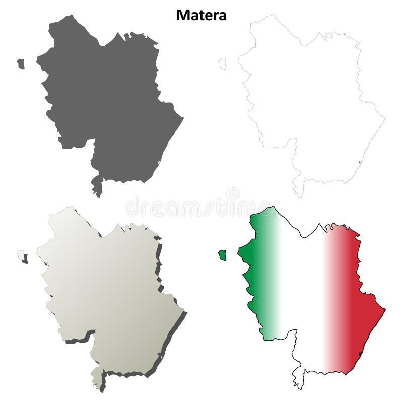 Sistema Detallado En Blanco Del Mapa Del Esquema De Matera Ilustración ...