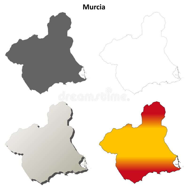 Sistema Detallado En Blanco Del Mapa Del Esquema De Murcia Ilustración ...