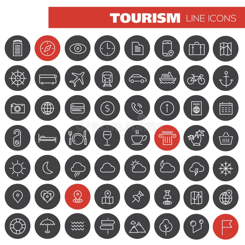 Sistema Grande Del Icono Del Turismo Ilustración del Vector ...
