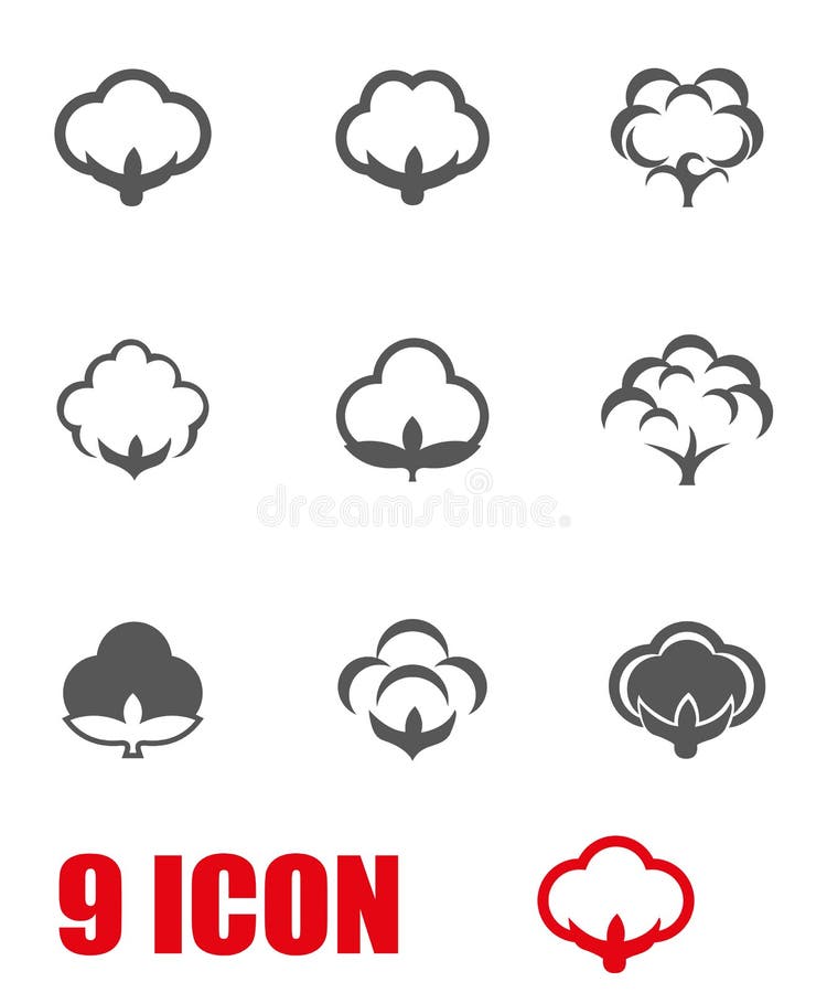 Sistema Gris Del Icono Del Algodón Del Vector Stock de ilustración ...