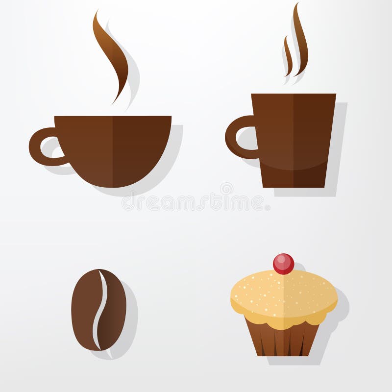 Sistema Plano Del Icono Del Café Ilustración del Vector - Ilustración ...