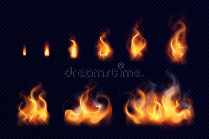 Sistema Realista De La Llama Del Fuego Ilustración Del Vector