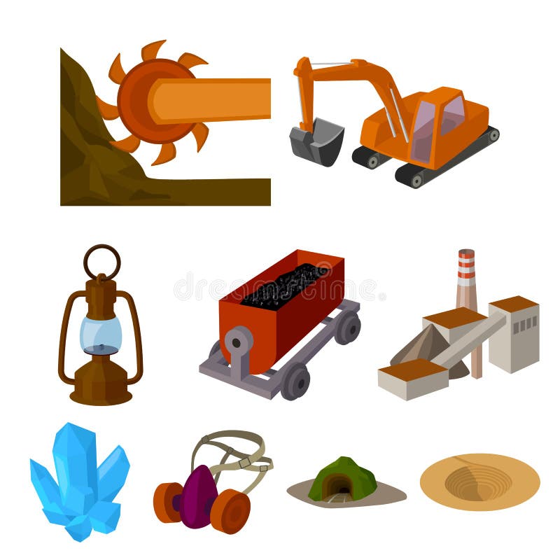 Sistema Relacionado Minero Del Icono Ilustración del Vector ...