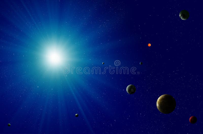 Sistema Solar De La Estrella Azul Stock de ilustración - Ilustración de ...