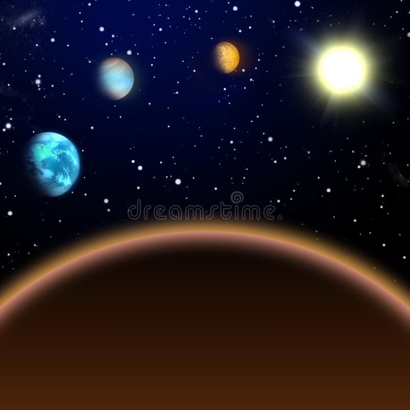 Sistema Solar Interna, Visión Desde Marte Al Sol Stock de ilustración ...