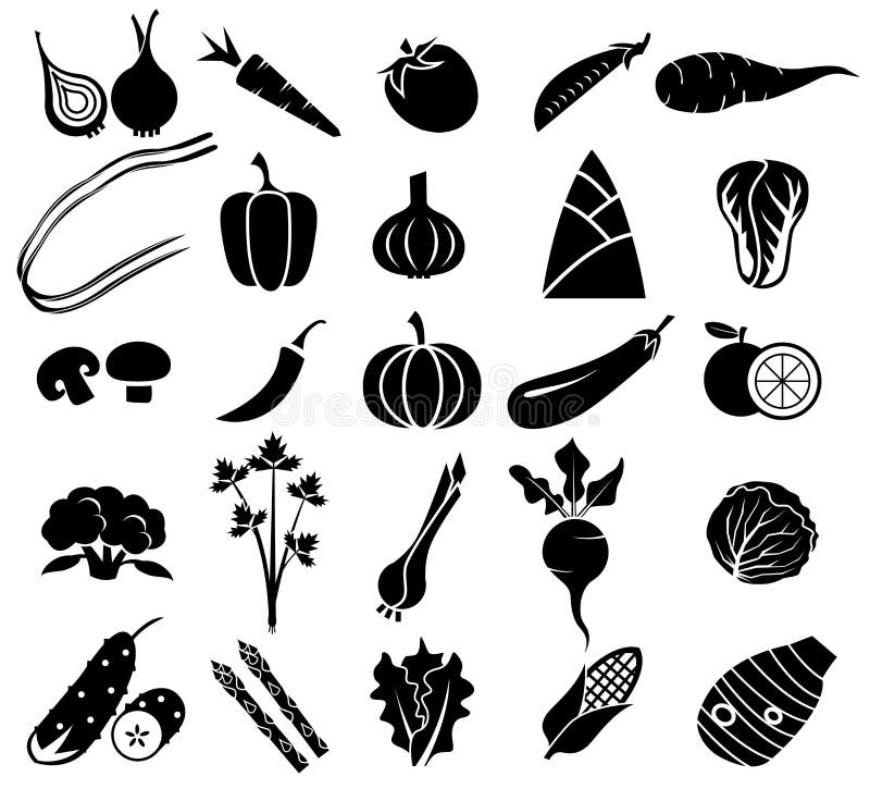 Sistema vegetal del icono stock de ilustración. Ilustración de lechuga ...
