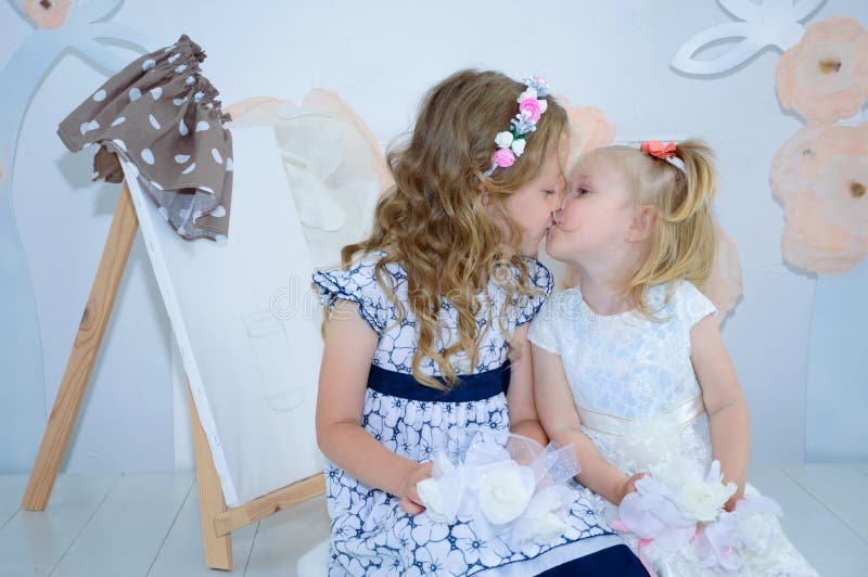 Sister Having Fun in the Bad and Sharing Moments of Love. Stock Photo ...