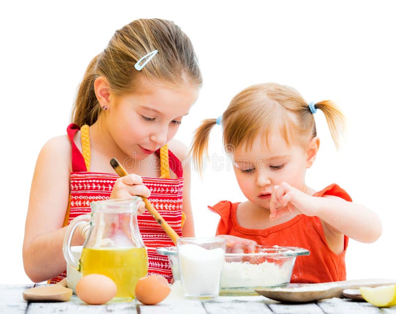 Sisters cooking stock image. Image of children, kitchen - 52520793