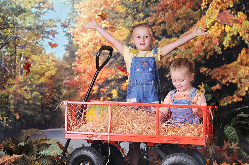 Sisters Loving Fall stock photo. Image of work, kids - 75503408
