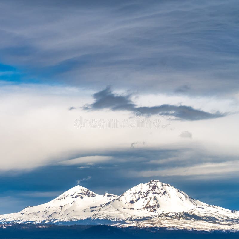 The Sisters Mountains during Winter in the Oregon Cascades Stock Image ...